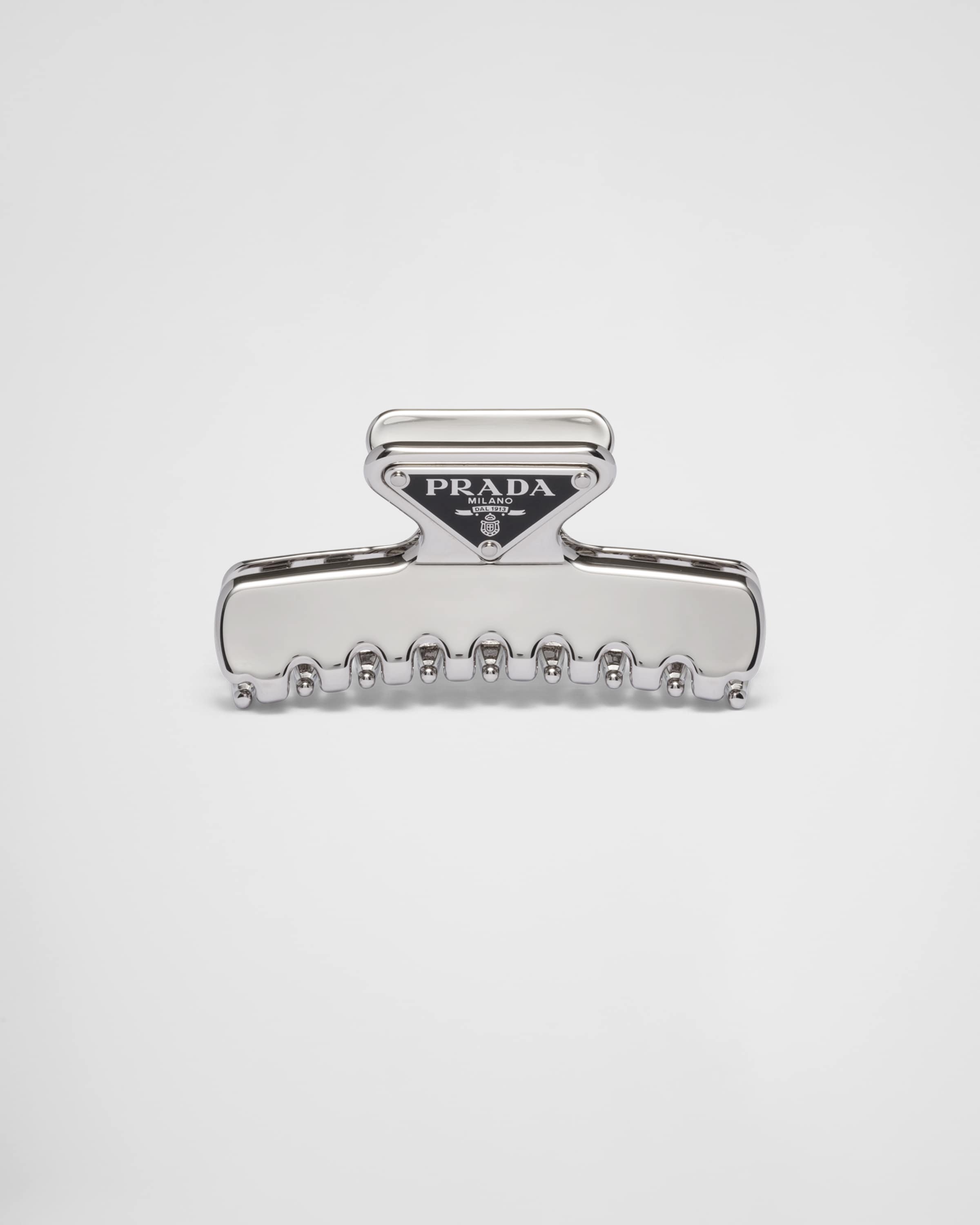 Prada Metal Hair Claw Clip - Steel Gray | Editorialist
